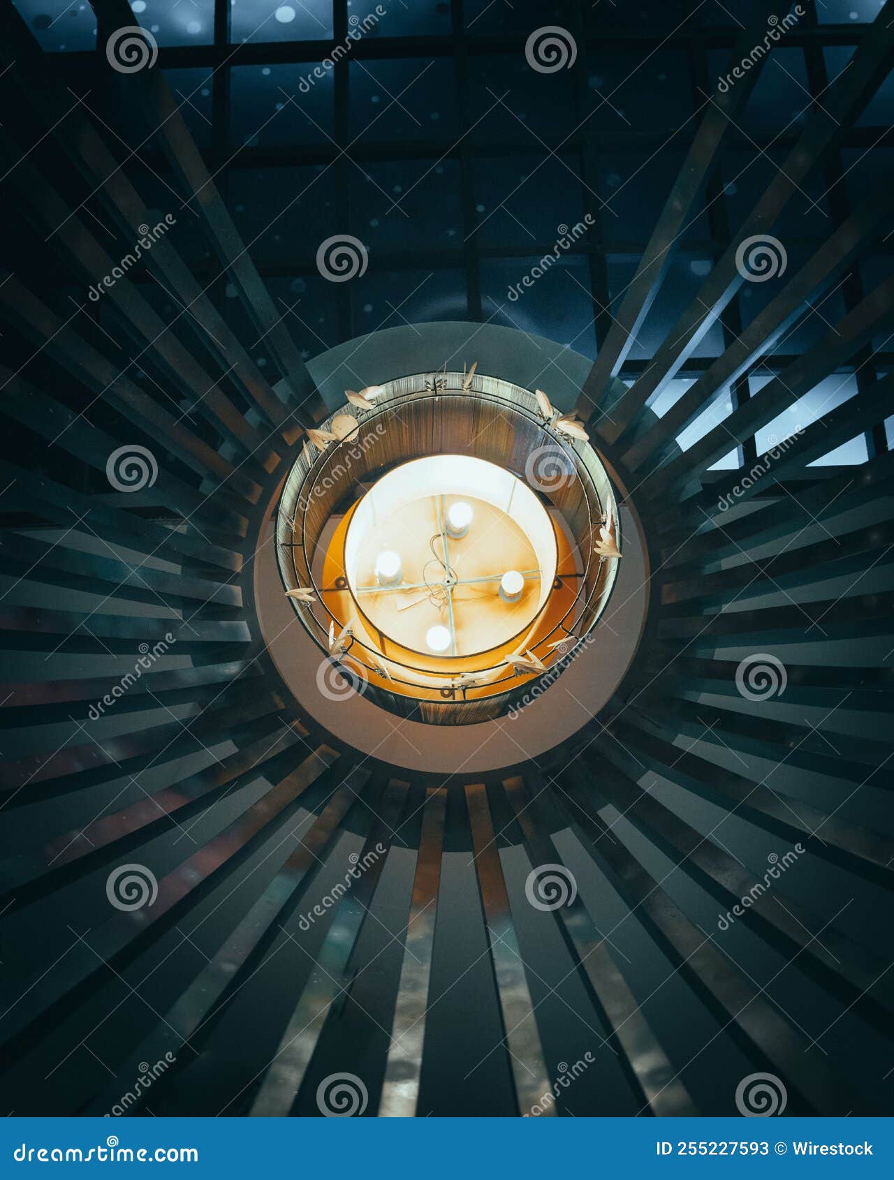 Vertical Abstract Architectural Design with a Glowing Lamp in the ...