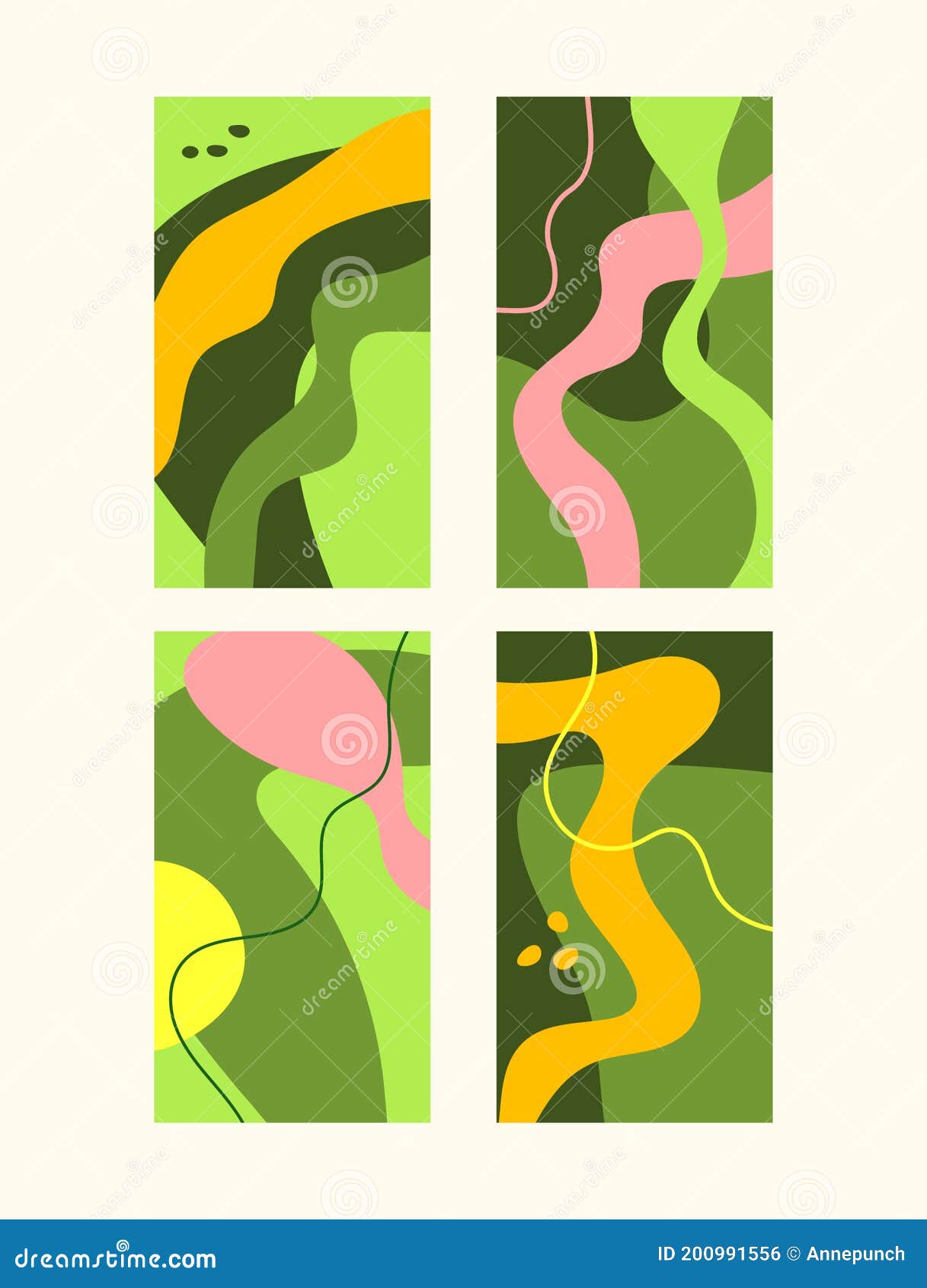 Vertical Abstract Backgrounds. Modern Templates for Social Media. Drawn ...