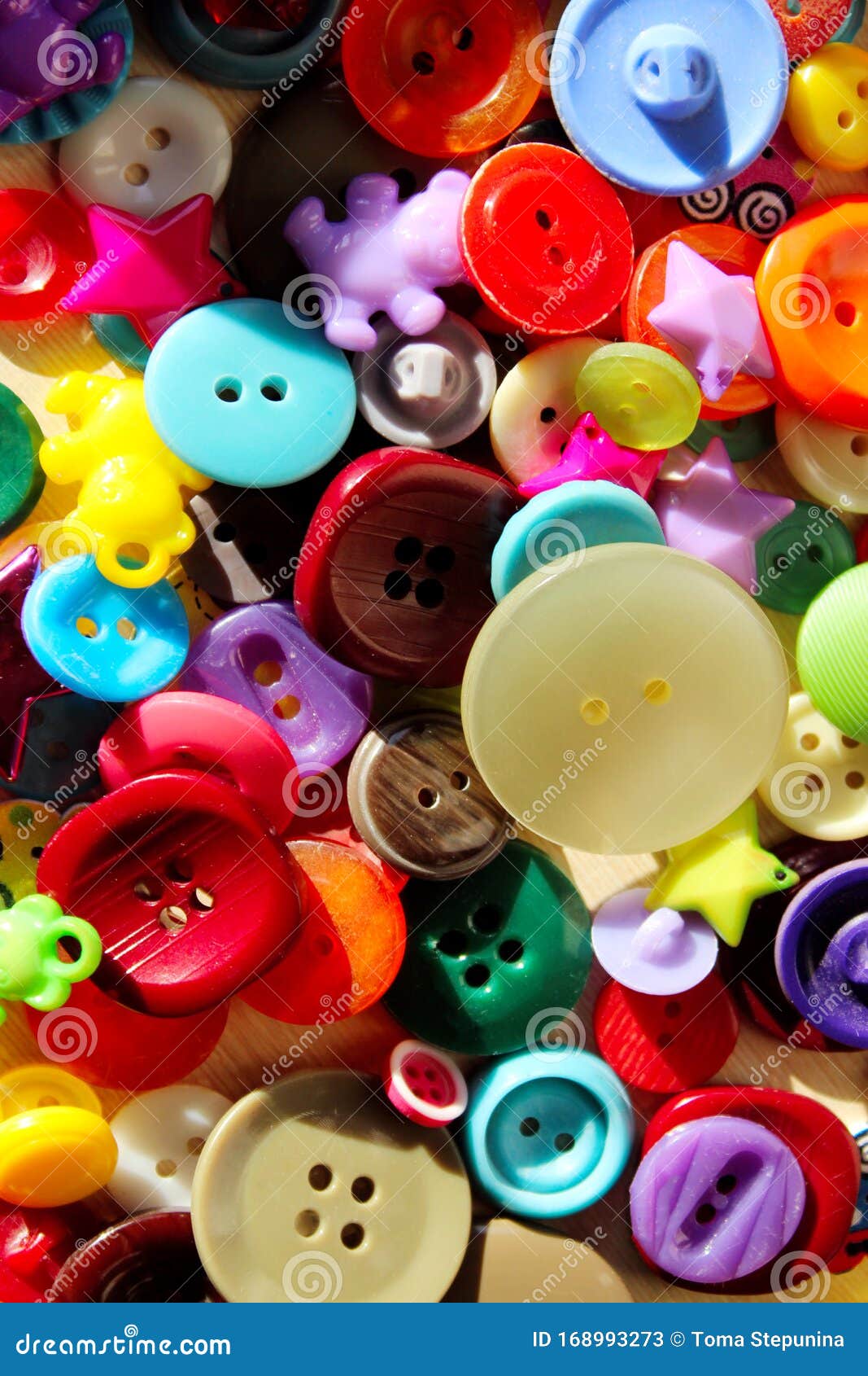 Vertical Abstract Colorful Background. Scattered Multi-colored Buttons ...