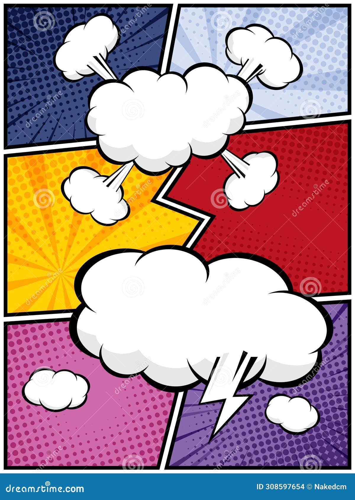 Vertical Abstract Comic Book, Pop Art Cartoon Layout Template Halftone ...