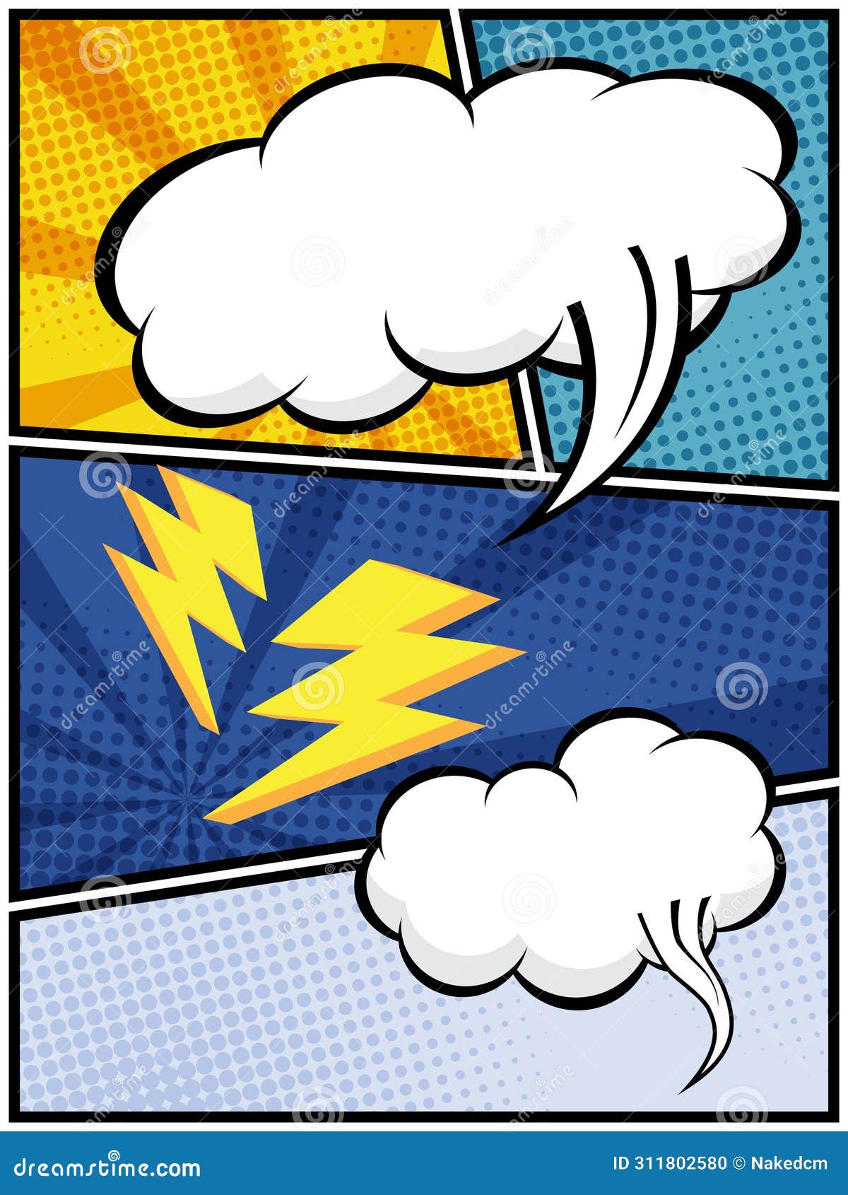 Vertical Abstract Comic Book, Pop Art Cartoon Layout Template Halftone ...