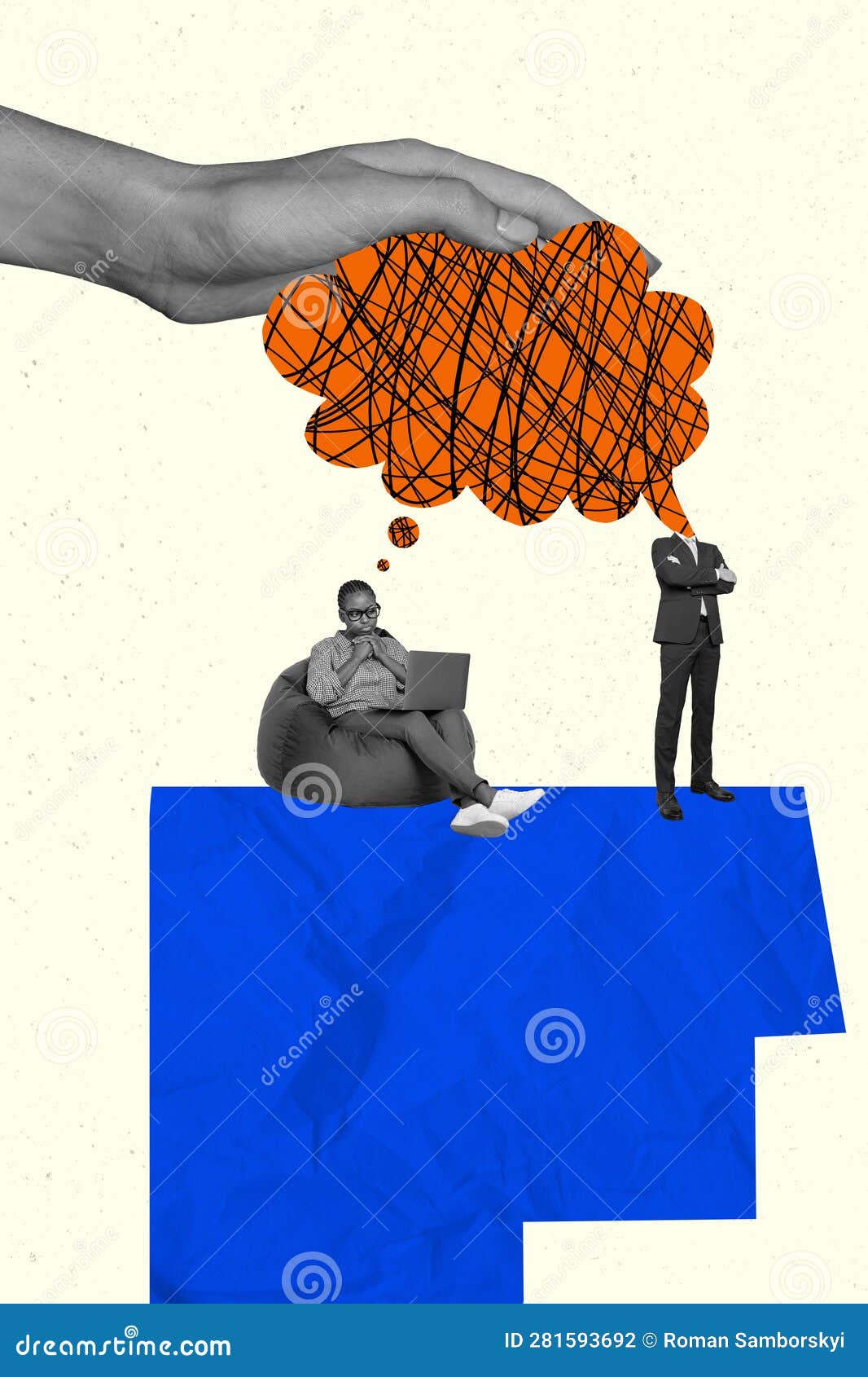 Vertical Abstract Creative Collage Photo of Serious Minded People ...