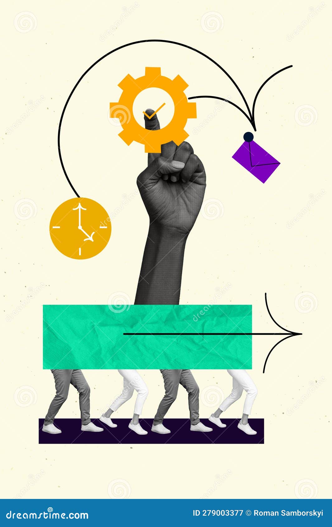 Vertical Abstract Creative Composite Photo of Bodyless Working People ...