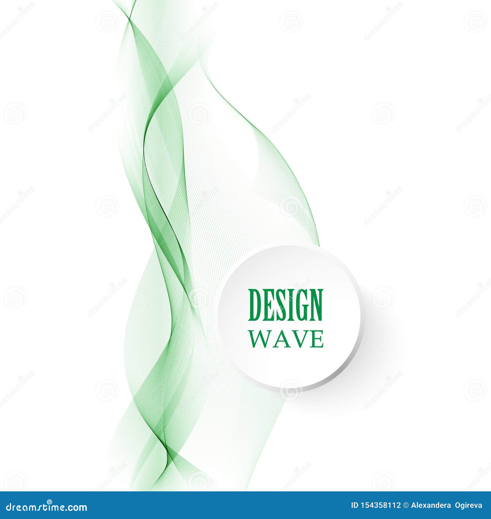 Vertical Abstract Wave of Green Shades on a White Background. Stock ...