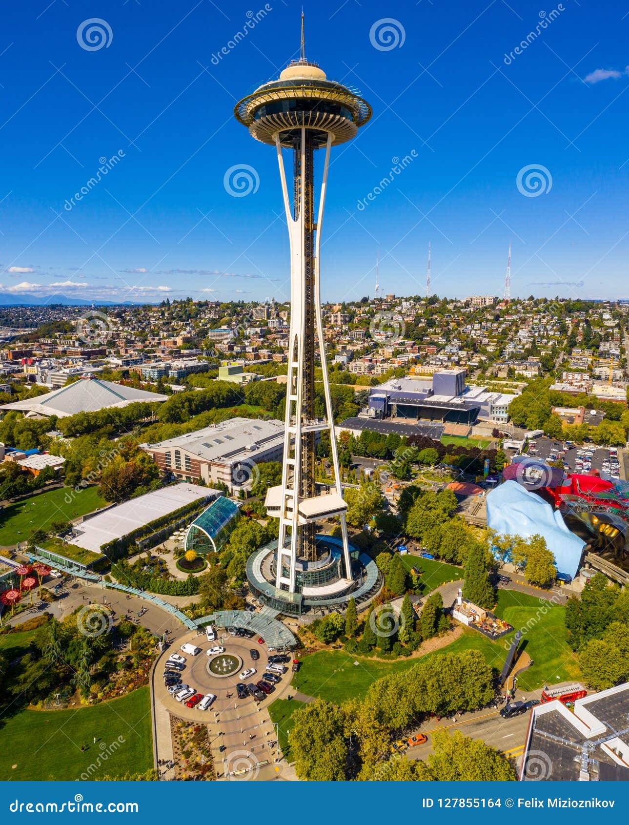 Vertical Aerial Panorama Seattle Space Needle Editorial Stock Image ...