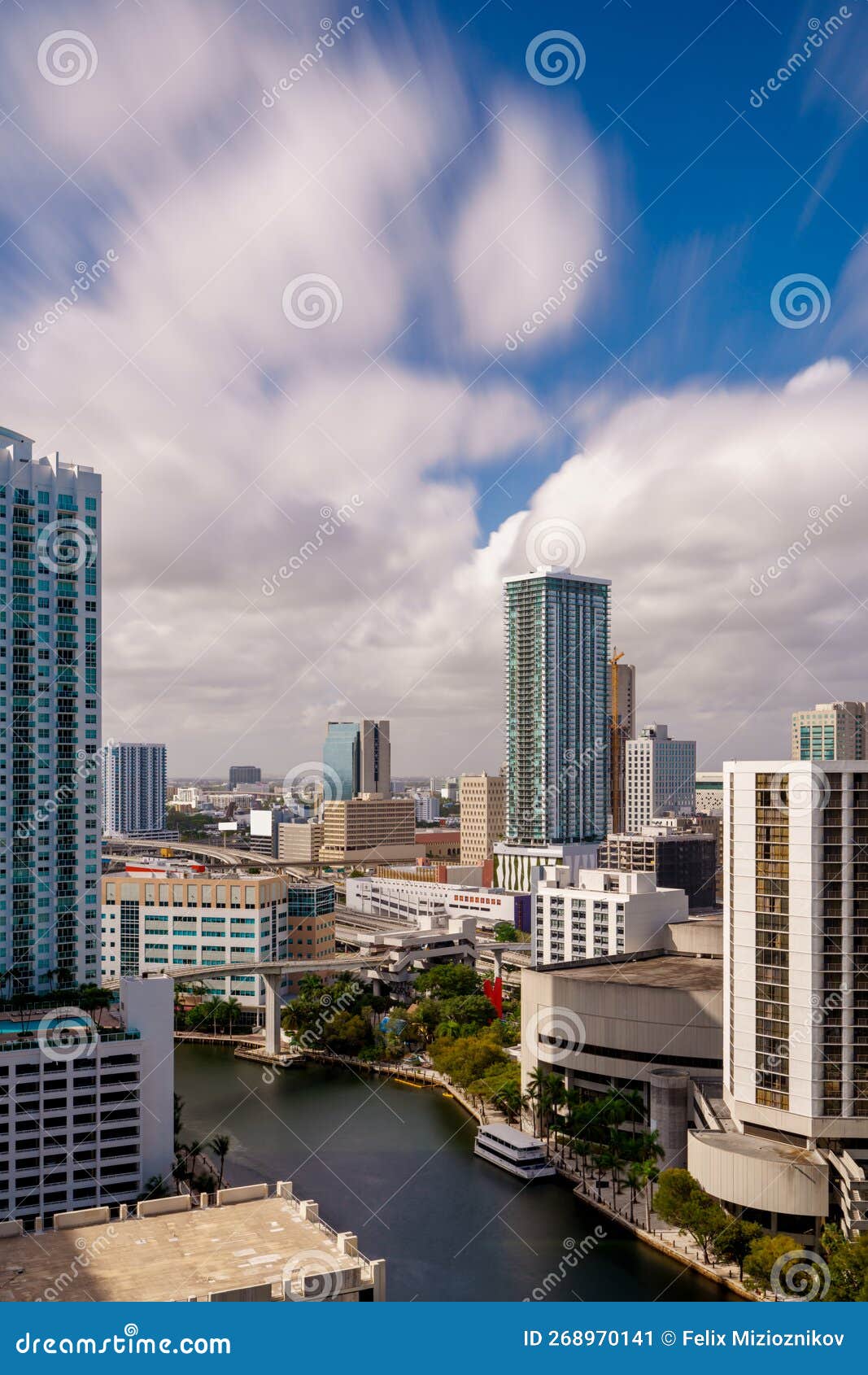Vertical Aerial Photo Downtown Miami Brickell Miami River Stock Image ...