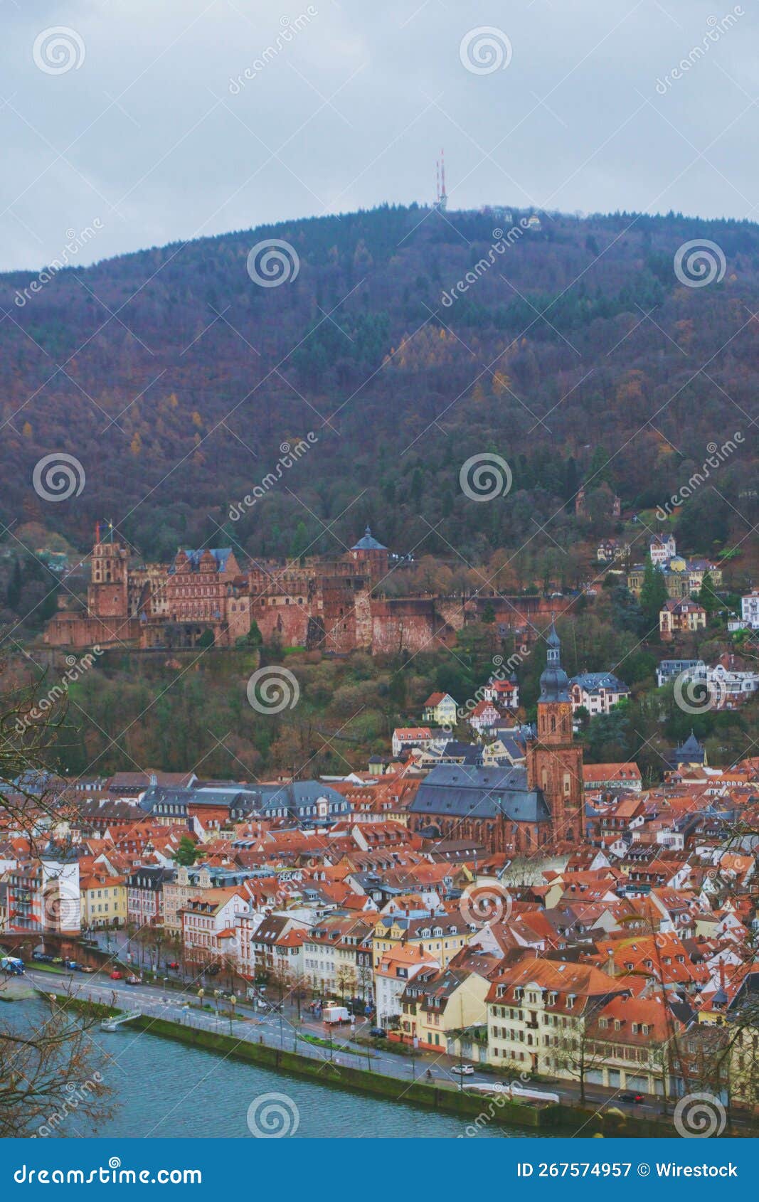 Vertical Aerial View of the Beautiful Historic Skyline of Heidelberg ... Vertical Aerial View of the Beautiful Historic Skyline of Heidelberg ...