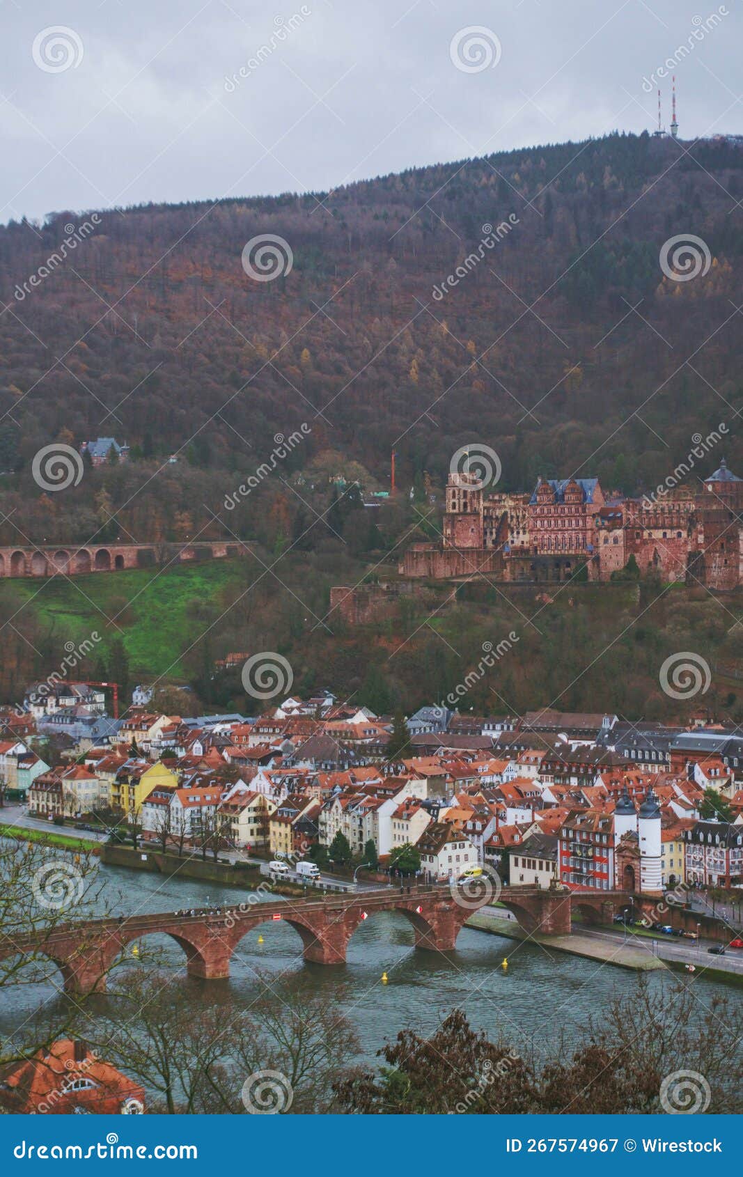 Vertical Aerial View of the Beautiful Historic Skyline of Heidelberg ... Vertical Aerial View of the Beautiful Historic Skyline of Heidelberg ...