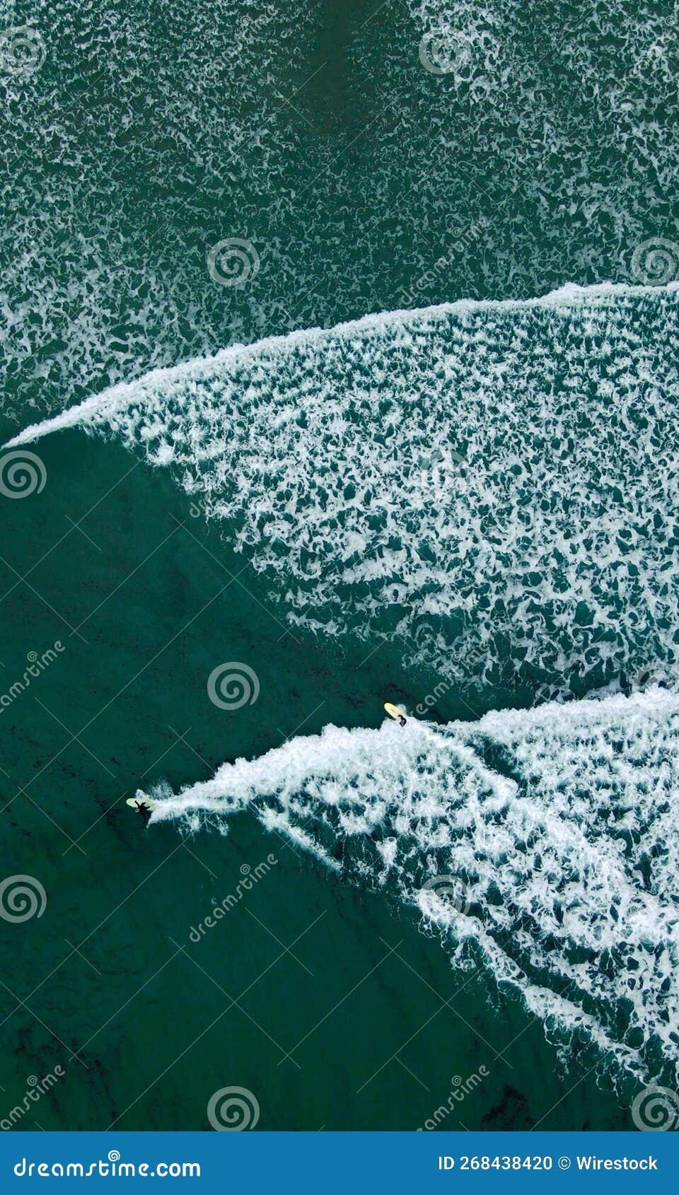 Vertical Aerial View of Foamy Waves on a Green Sea Surface Stock Photo ...