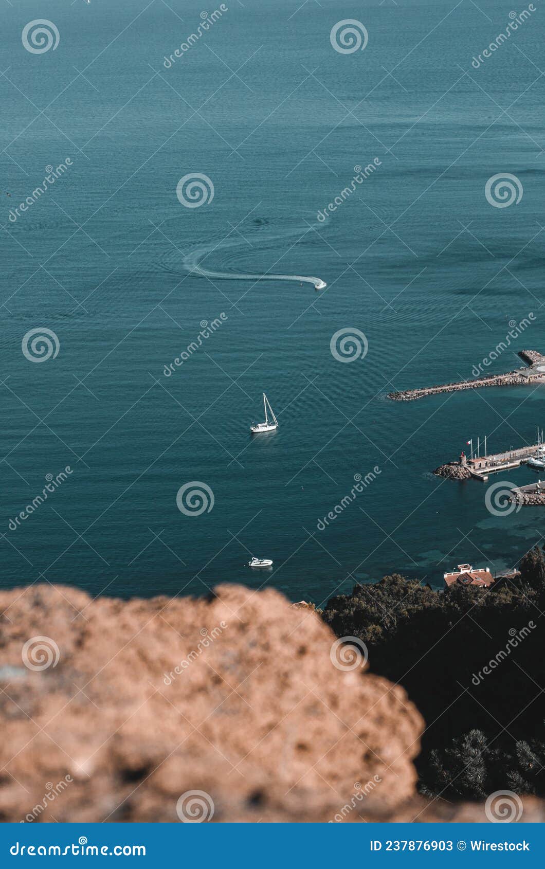 Vertical Aerial View of a Ship Sailing in the Sea Stock Image - Image ...