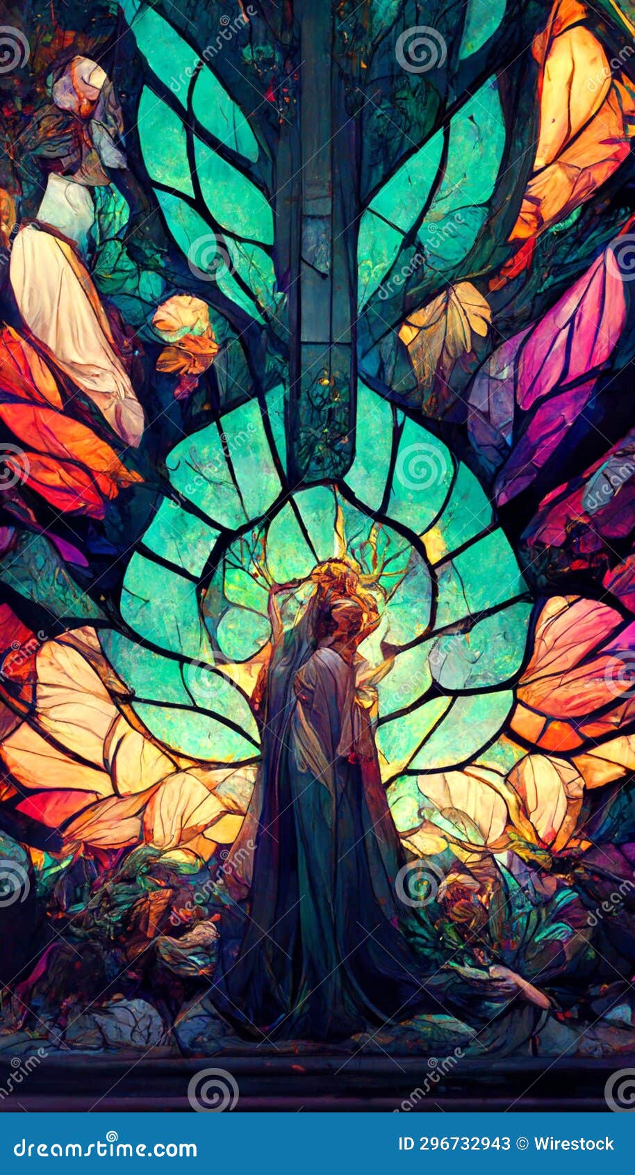 Vertical AI Generated Hyper-realistic Illustration of Colorful Stained ...