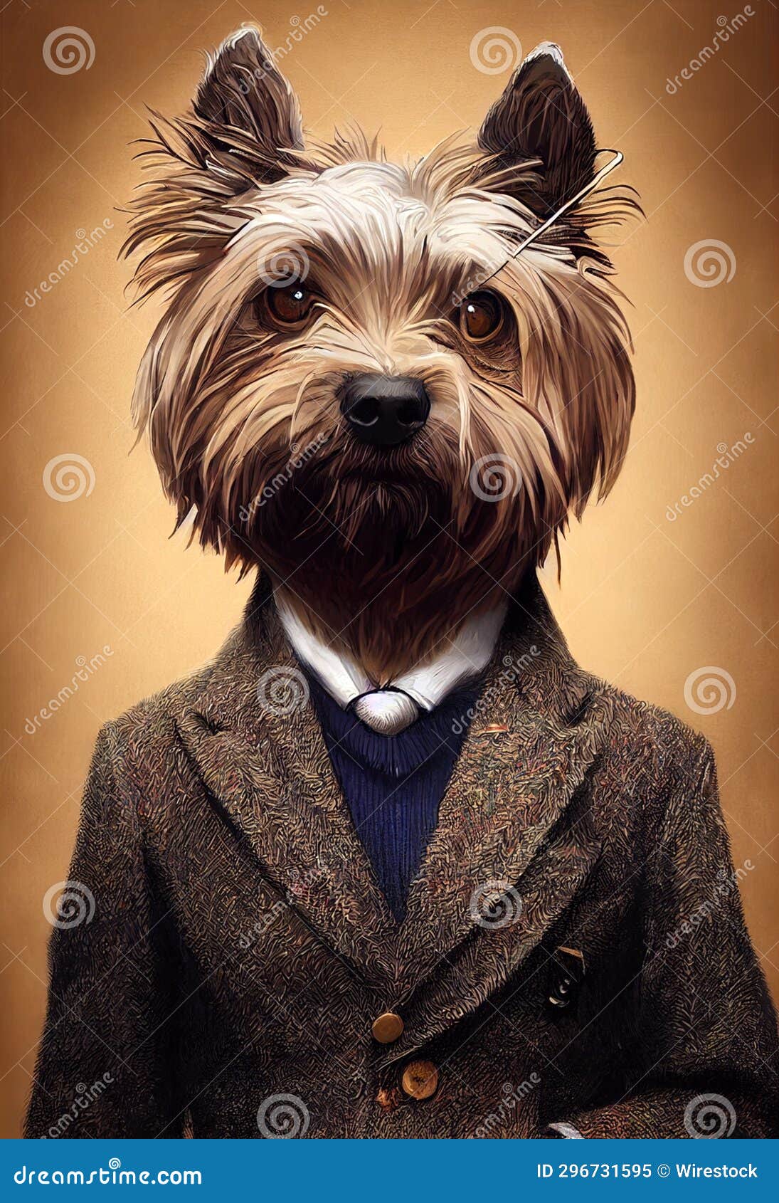 Vertical AI-generated Illustration of a Yorkshire Terrier As a Human in ...