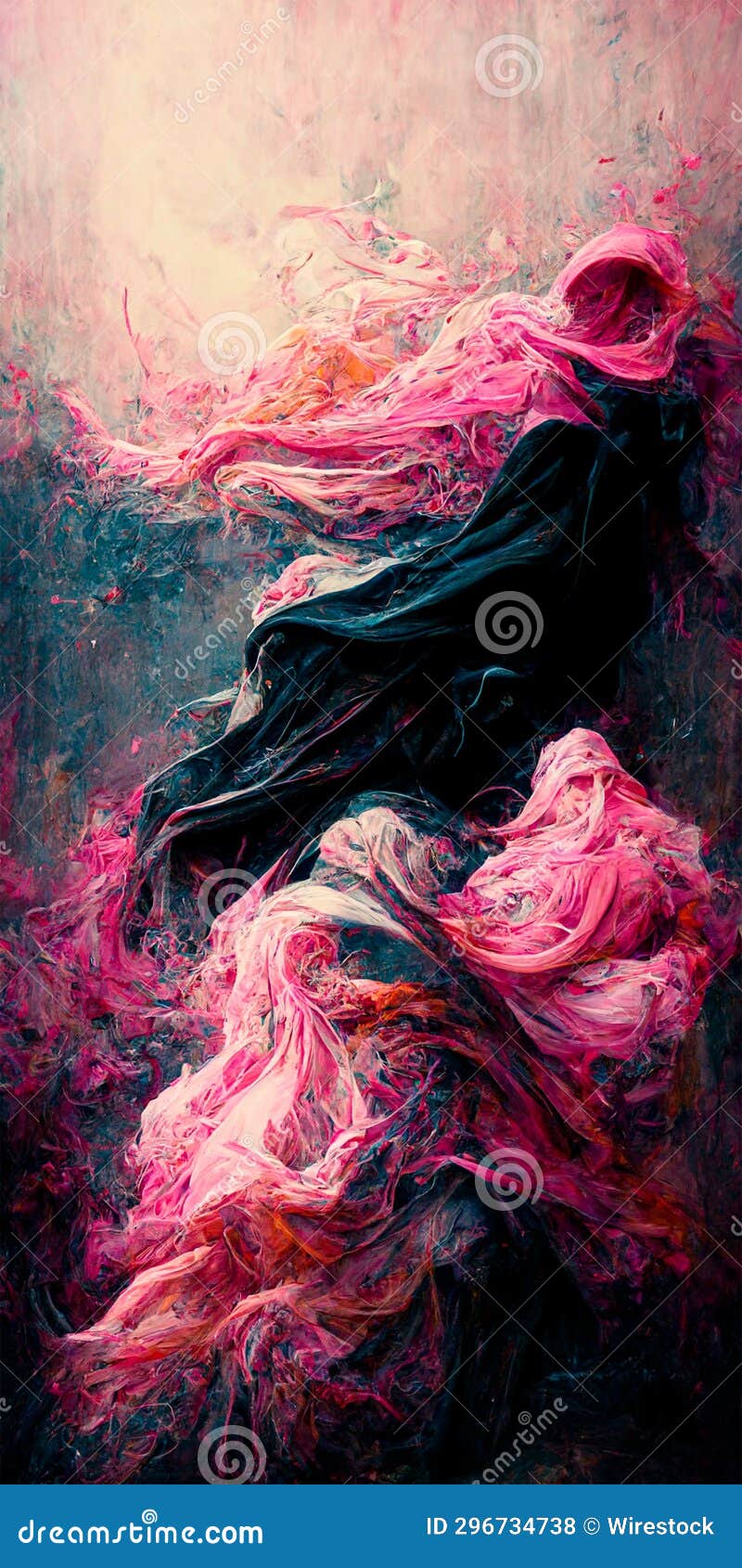 Vertical AI-generated Image of a Black Pink Abstract Mystical Figure ...