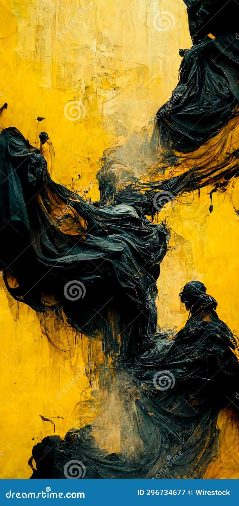 Vertical AI-generated Image of a Yellow Black Abstract Wallpaper for ...
