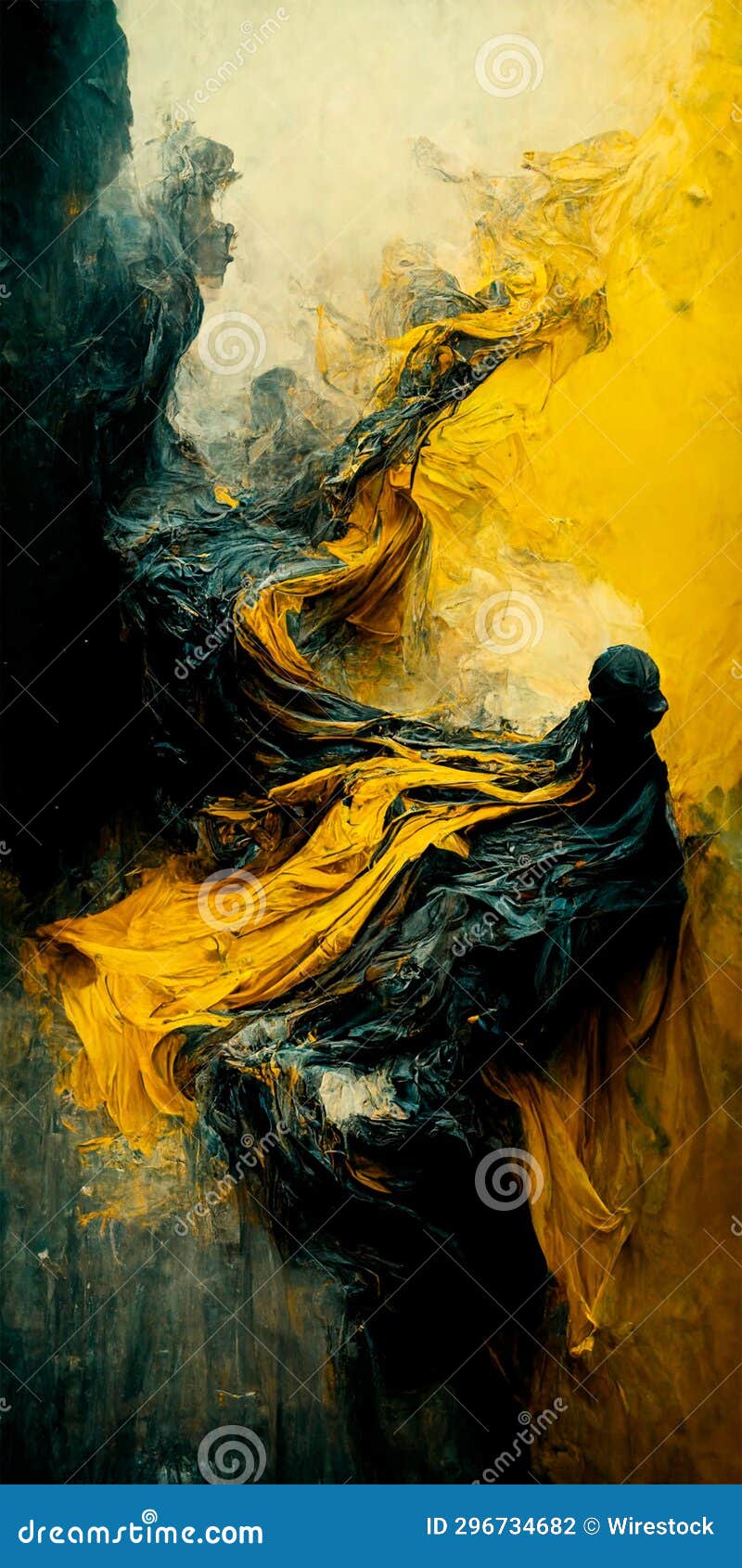 Vertical AI-generated Image of a Yellow Black Abstract Wallpaper for ...