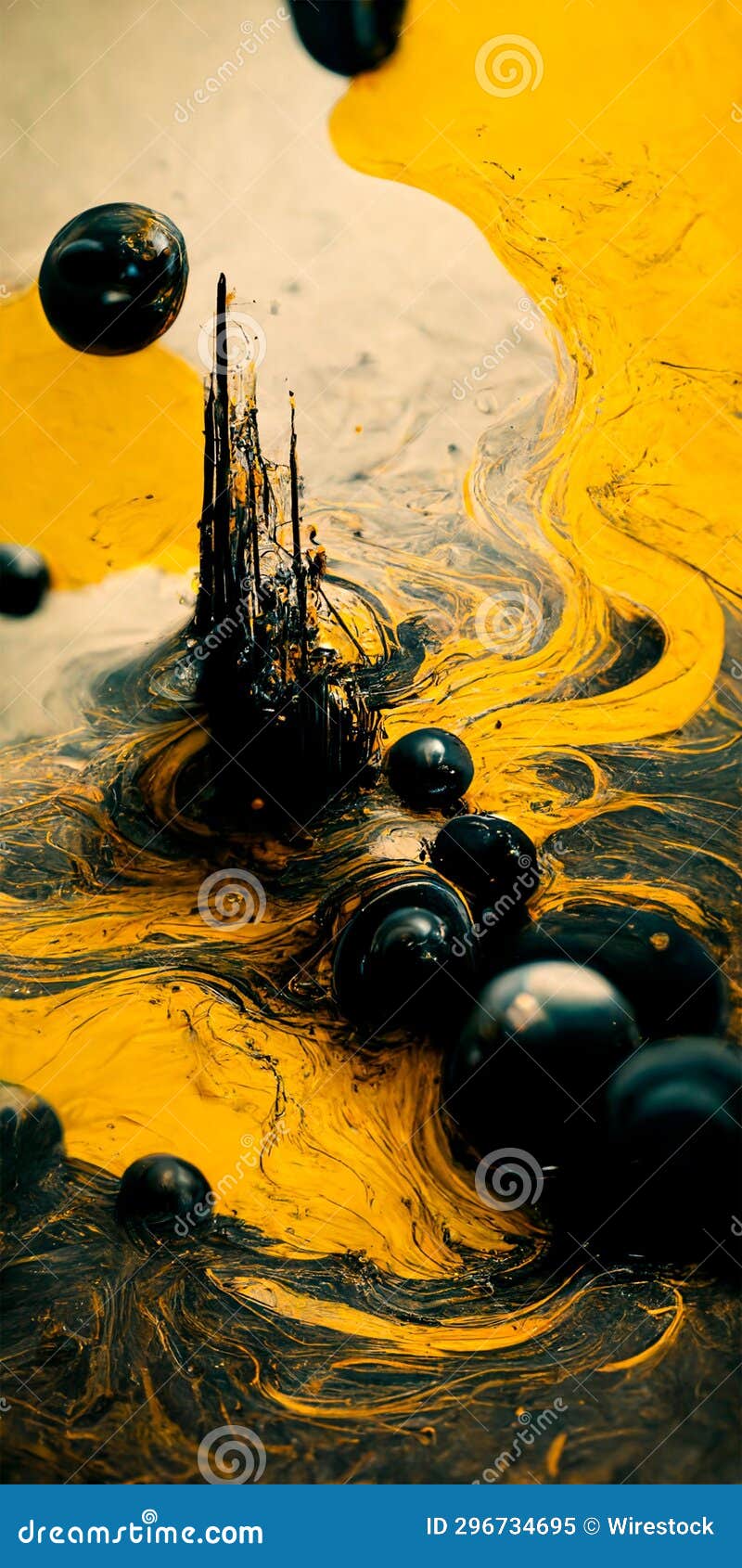 Vertical AI-generated Image of a Yellow Black Abstract Wallpaper for ...