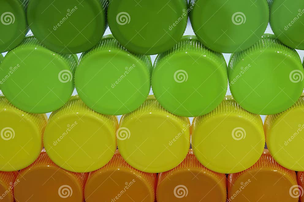 Vertical Alignment of Plastic Drinking Water Caps Stock Image - Image ...