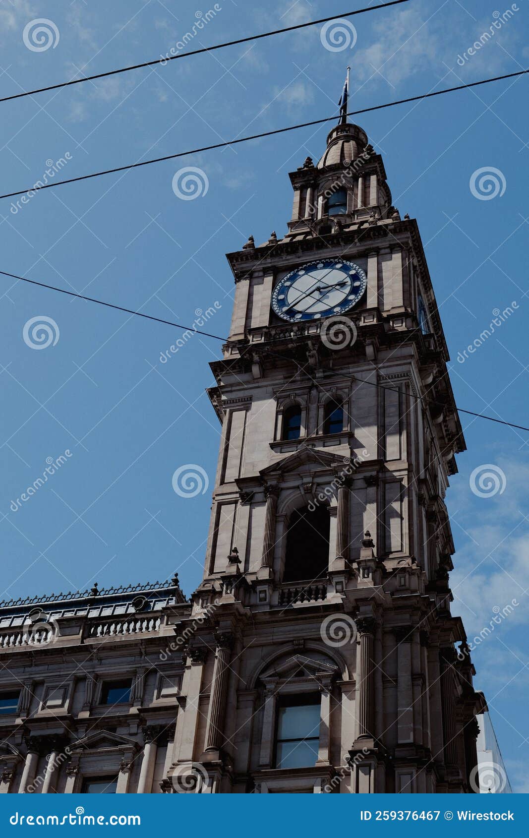 Vertical of an Ancient Clock Tower in Melbourne, Australia. Stock Image ...