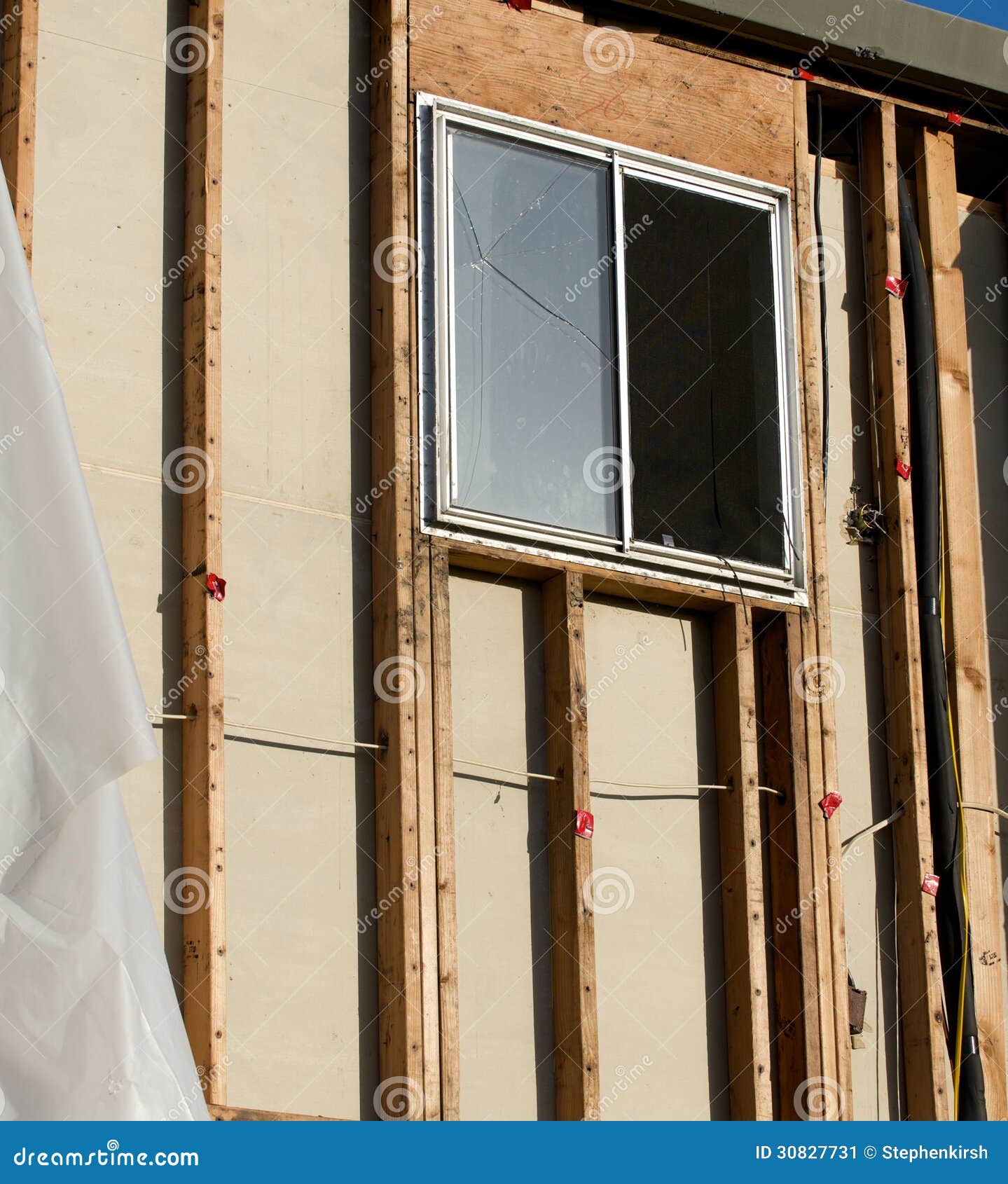Vertical Angled View of a Window Under Construction with Framework ...
