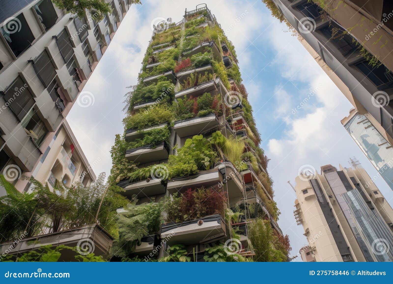Vertical Aquaponics System on a Skyscraper, with Greenery Growing on ...