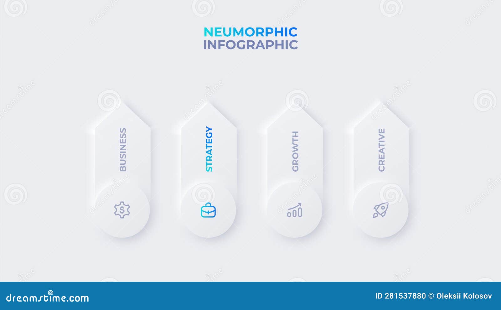 Vertical Arrows Elements with Circles. Neumorphic Infographic Design ...