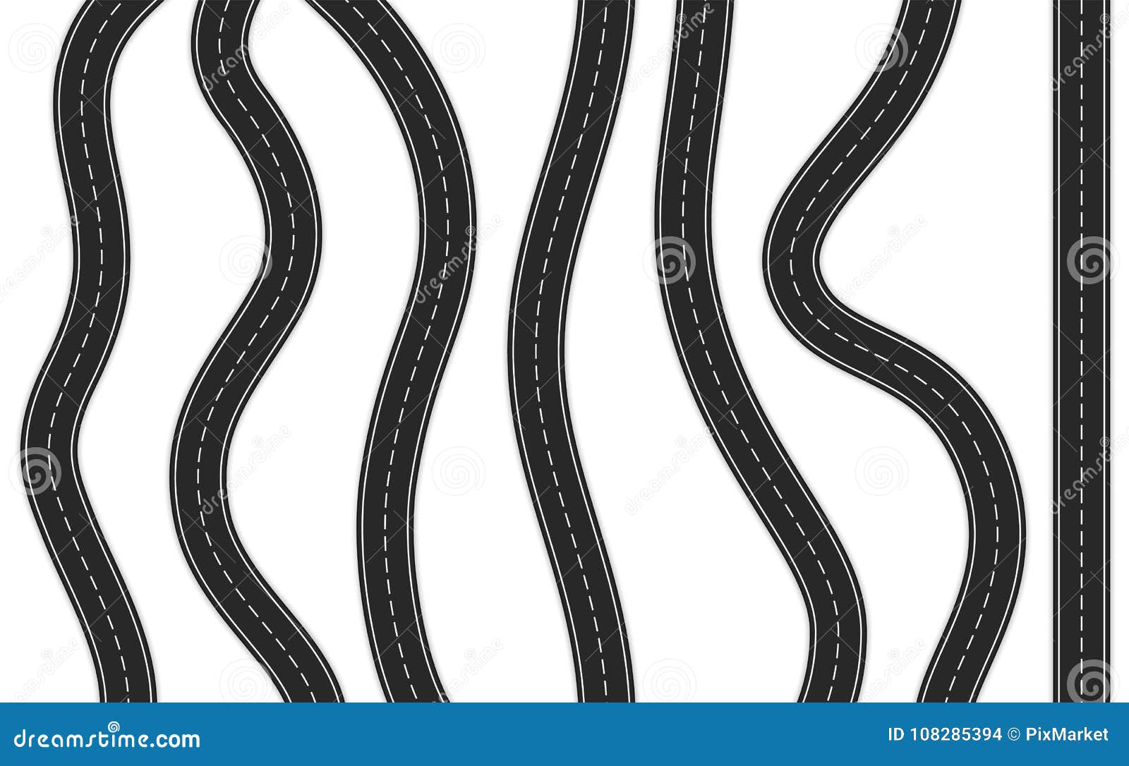 Vertical Asphalt Road stock vector. Illustration of dashed - 108285394