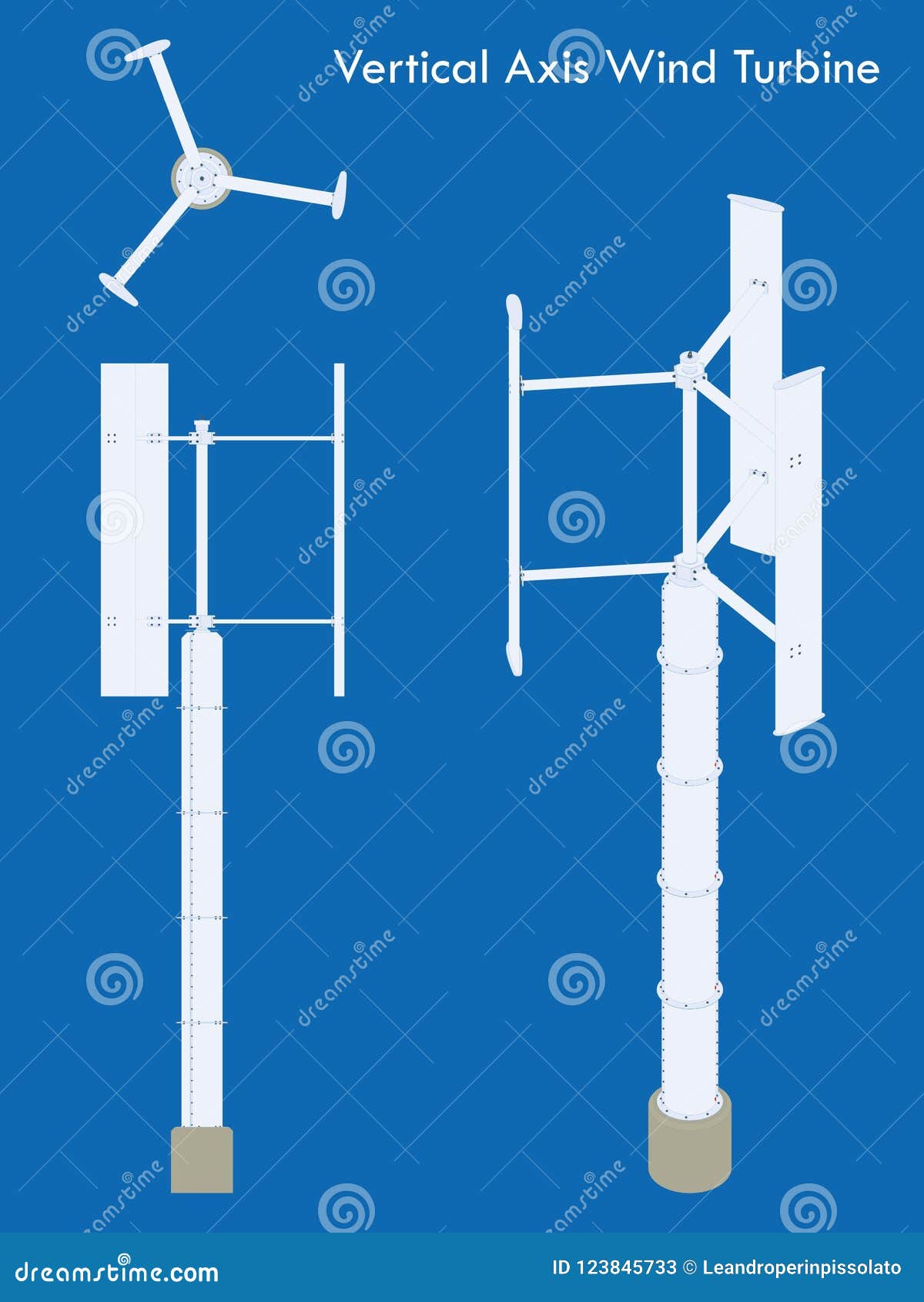 Vertical Axis Wind Turbine Blueprints Vector Illustration ...
