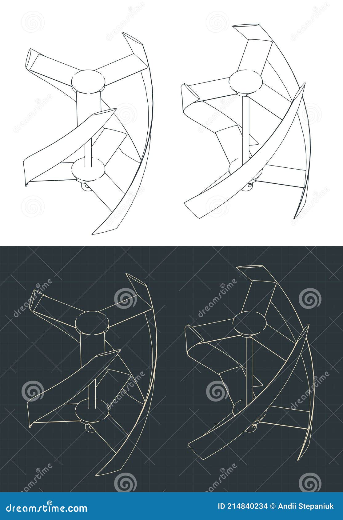 Vertical Axis Wind Turbine Drawings Vector Illustration | CartoonDealer ...