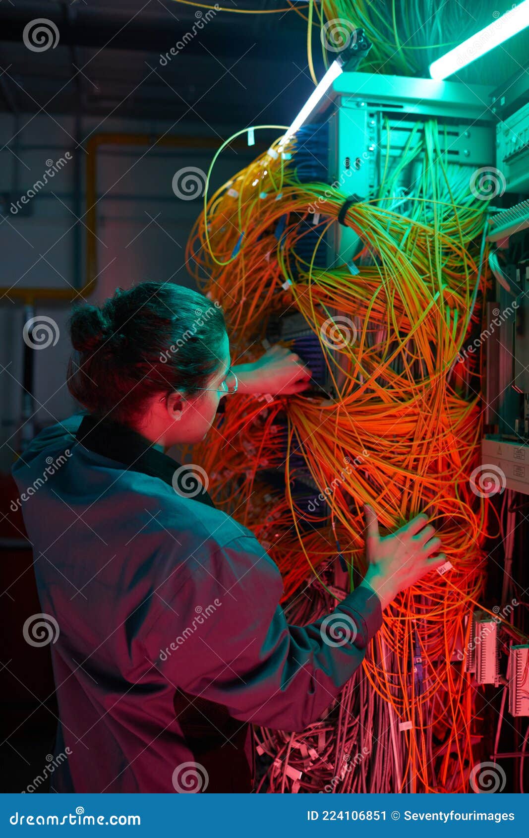 Technician Inspecting Network Stock Image - Image of service, computer ...