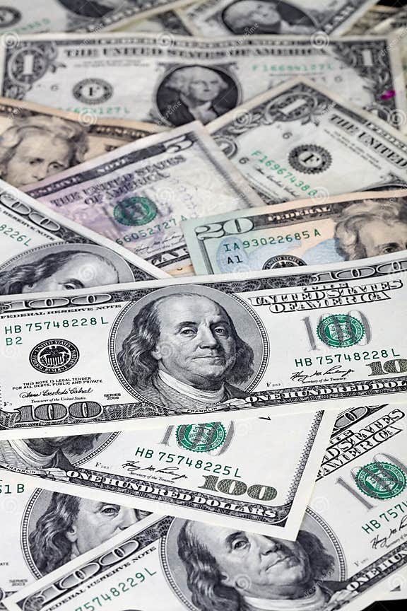 Vertical Background of Dollar Bills Stock Photo - Image of currency ...