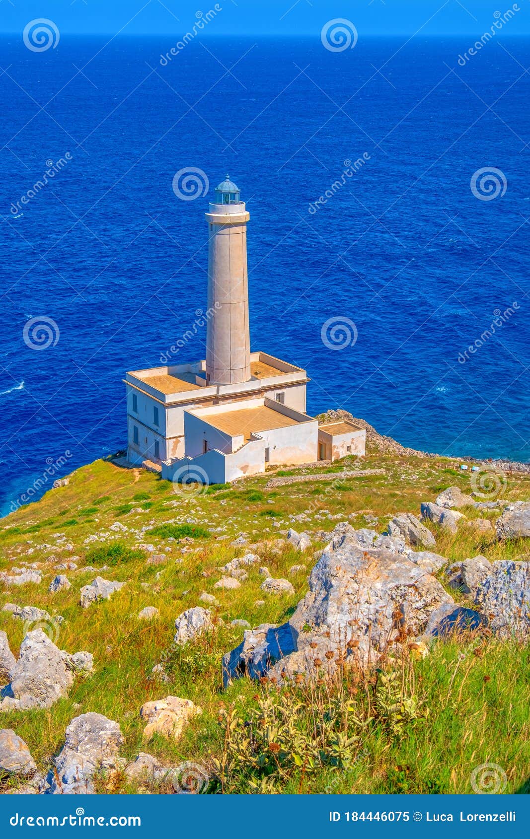Vertical Background of Lighthouse Overlooking the Sea in Italy Stock ...