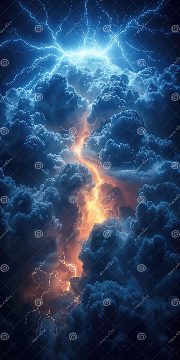 Vertical Background with Storm Clouds and Thunder Lightning Stock Photo ...