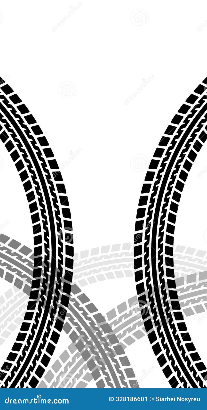 Vertical Background with Tire Wheel Marks of Cars. Vector Illustration ...
