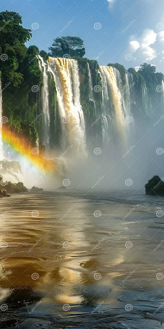 Vertical Background with View of the Large Waterfall Stock Illustration ...