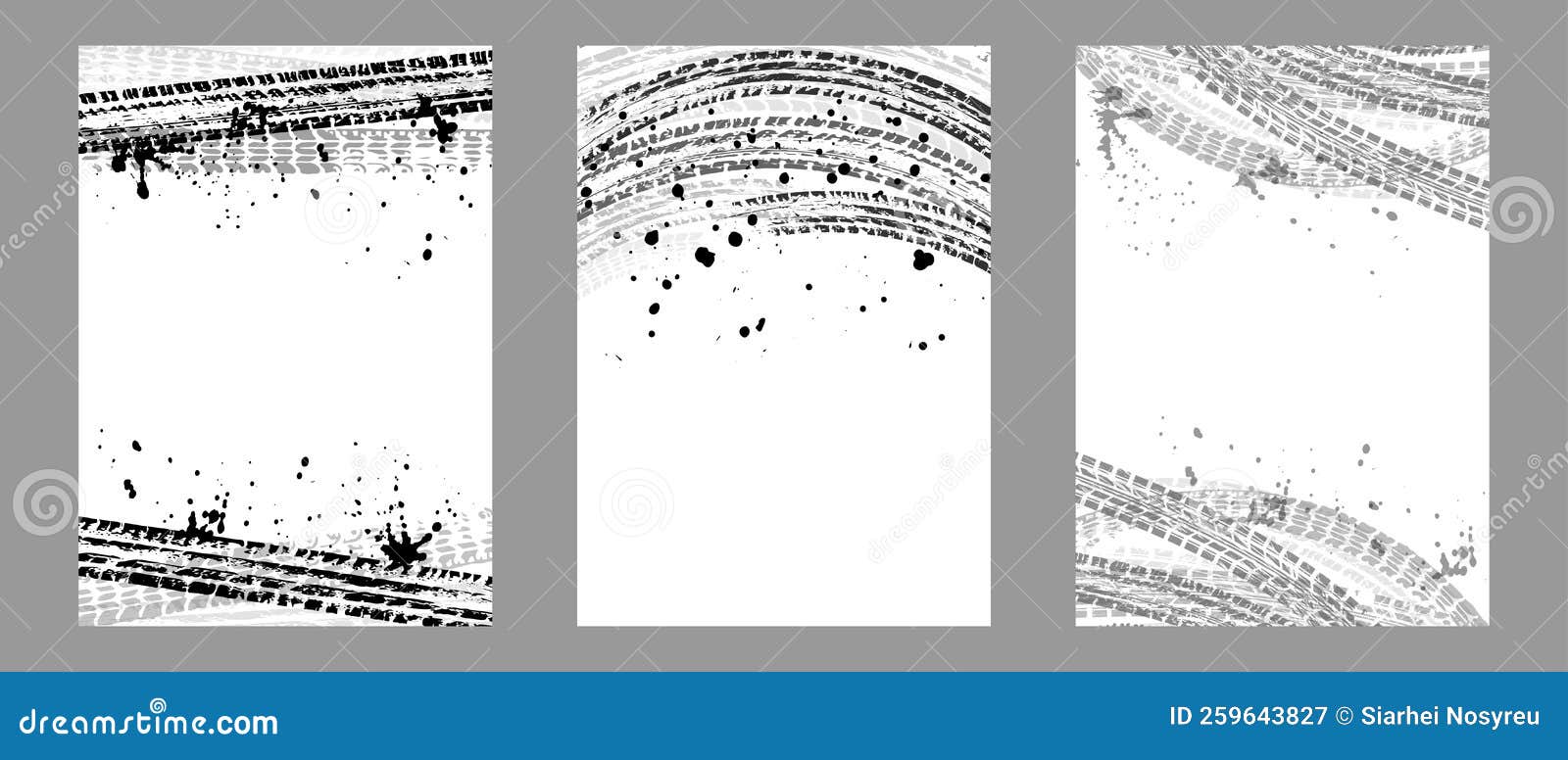 Vertical Backgrounds with Tire Wheel Marks of Cars and Splashes, Set ...
