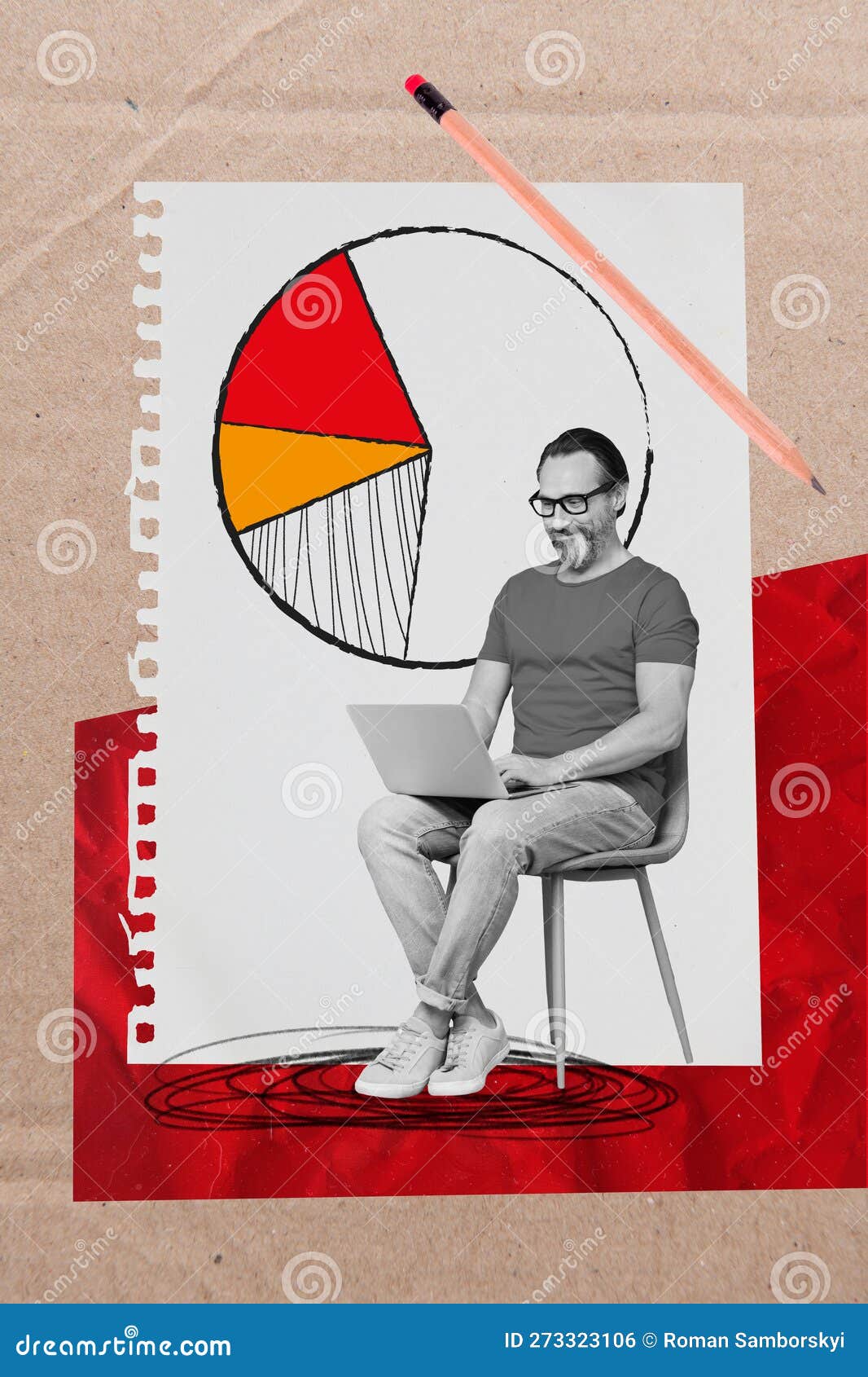 Vertical Banner Collage Artwork Minimal Design of Experienced Man Using ...