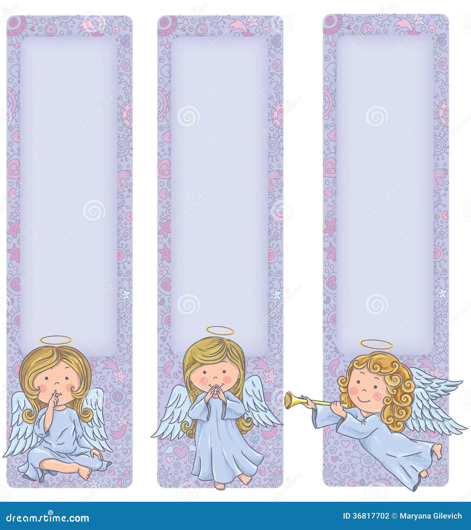 Vertical Banner with Cute Angels Stock Illustration - Illustration of ...