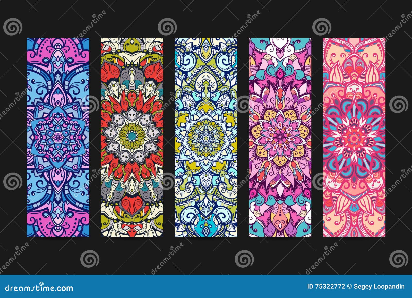 Vertical Banner Decorated Mandala Ornament. Vector Illustration. Stock ...