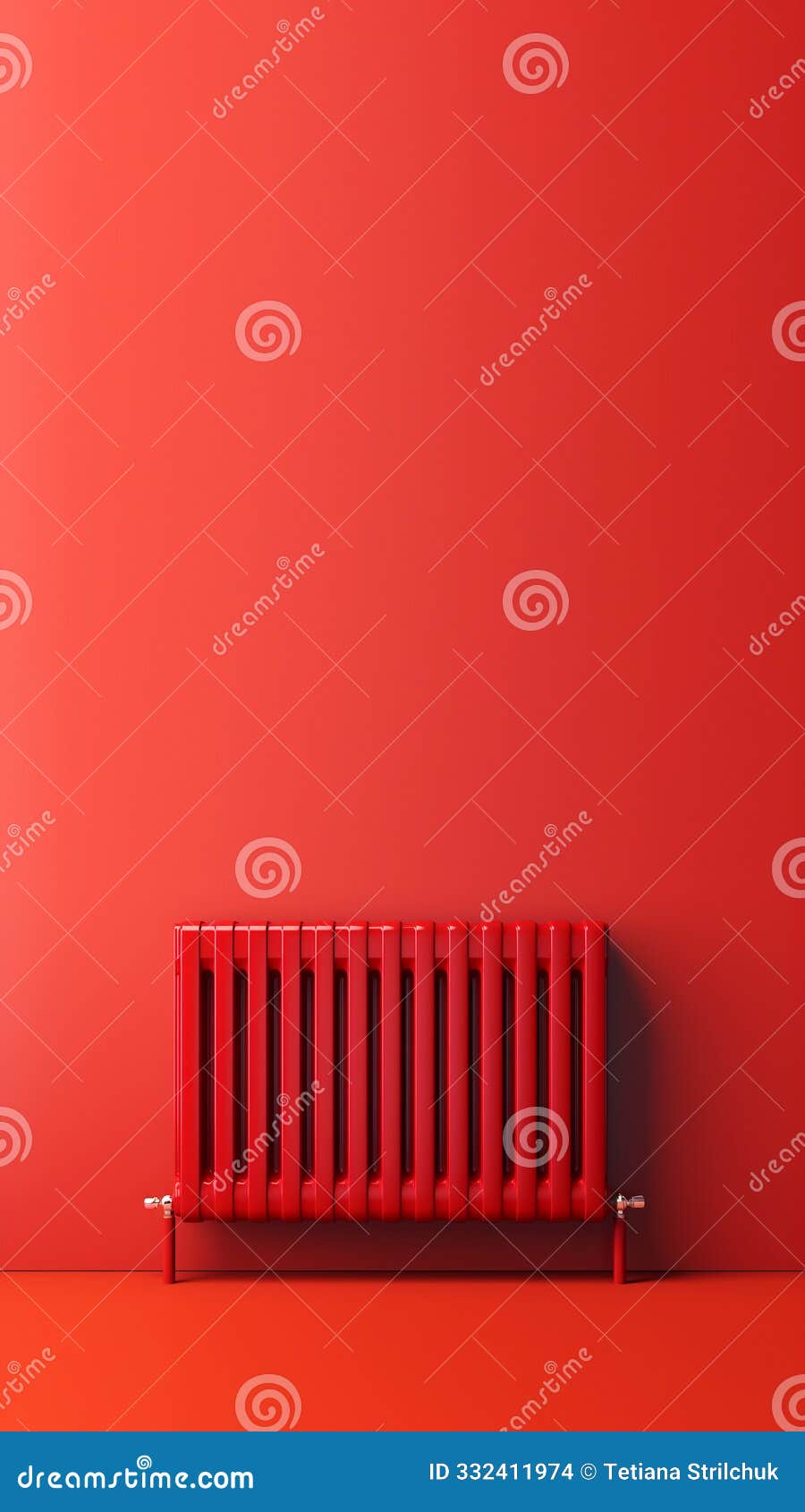 A Vertical Banner Featuring a Red Radiator As the Central Design ...