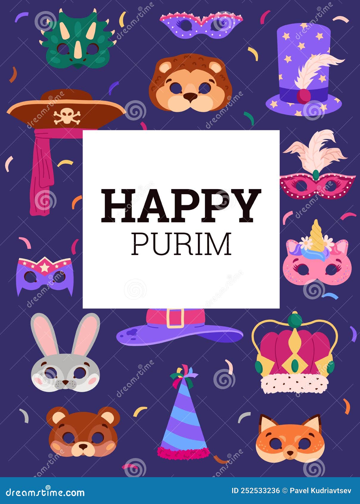 Vertical Banner about Happy Purim Flat Style, Vector Illustration Stock ...