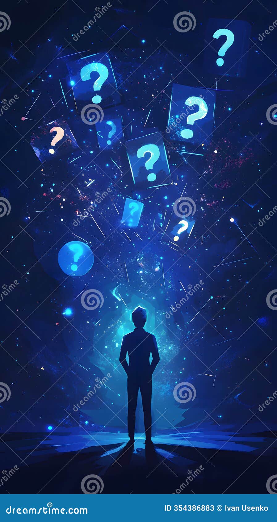 Vertical Banner of Overthinking Concept with Man Silhouette Stock ...