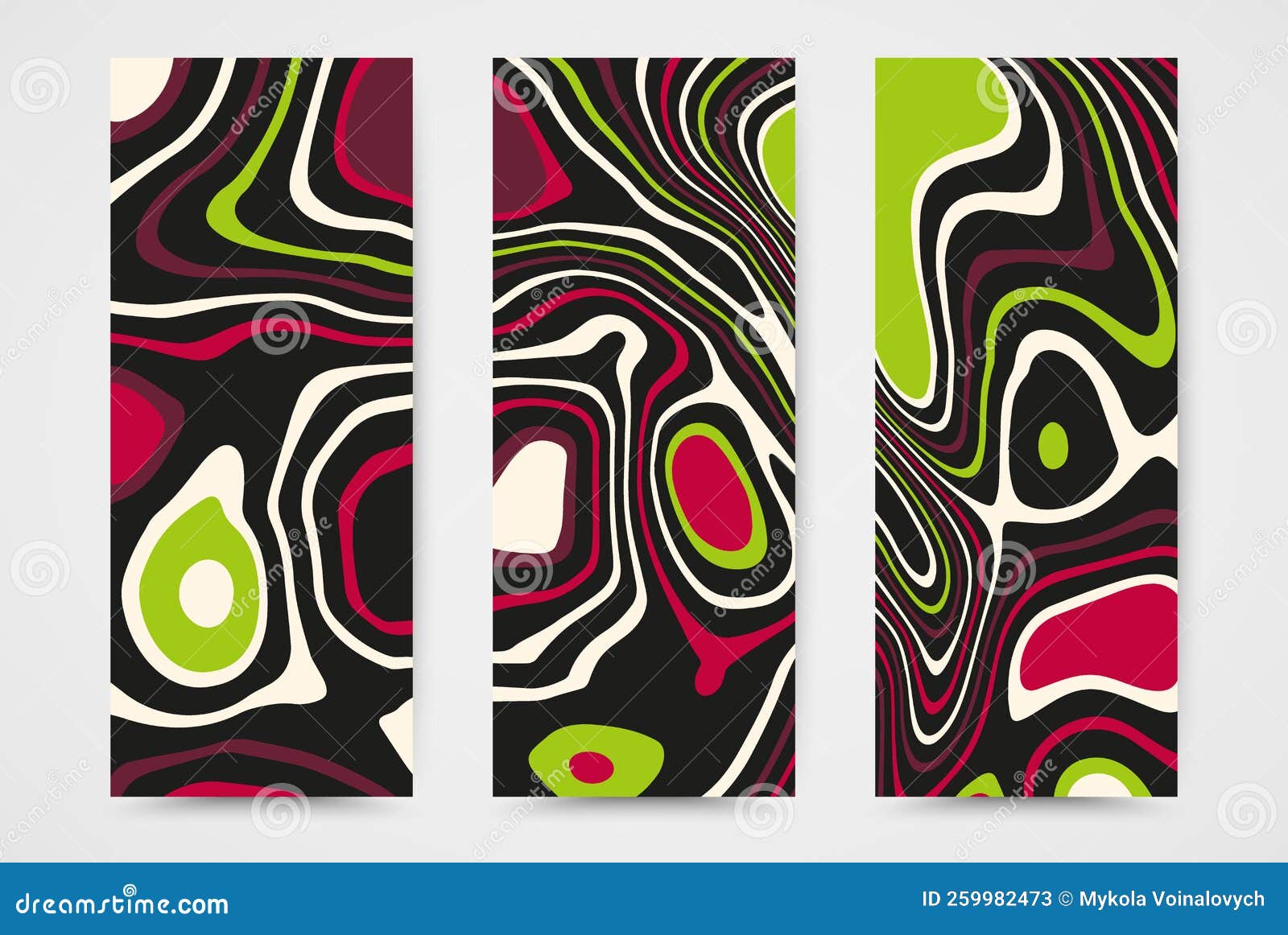 Colorful Bright Wave Background Design, Vertical Banners Set Stock ...