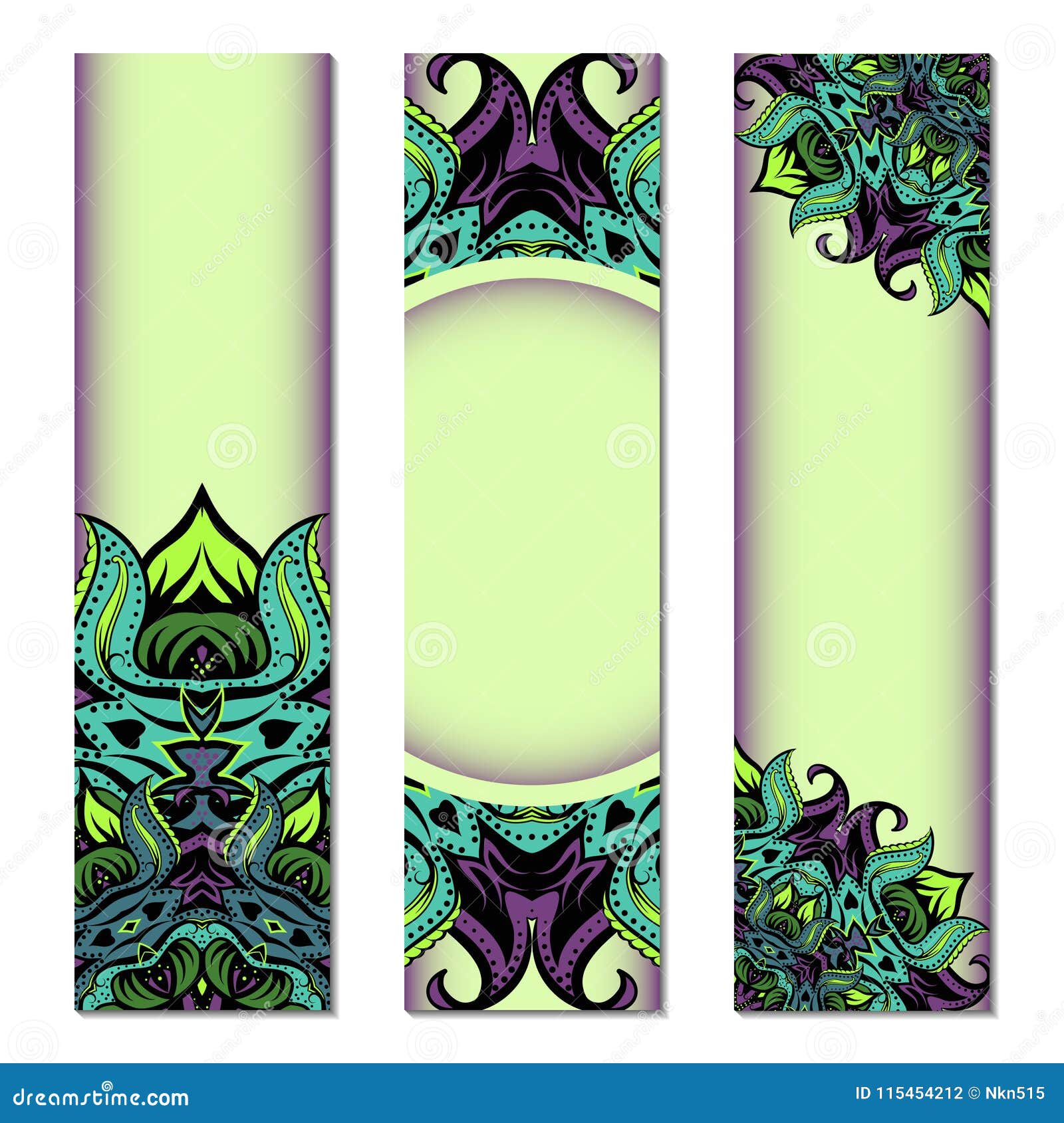 Vertical Banner Set with Ornate Circular Pattern Stock Vector ...