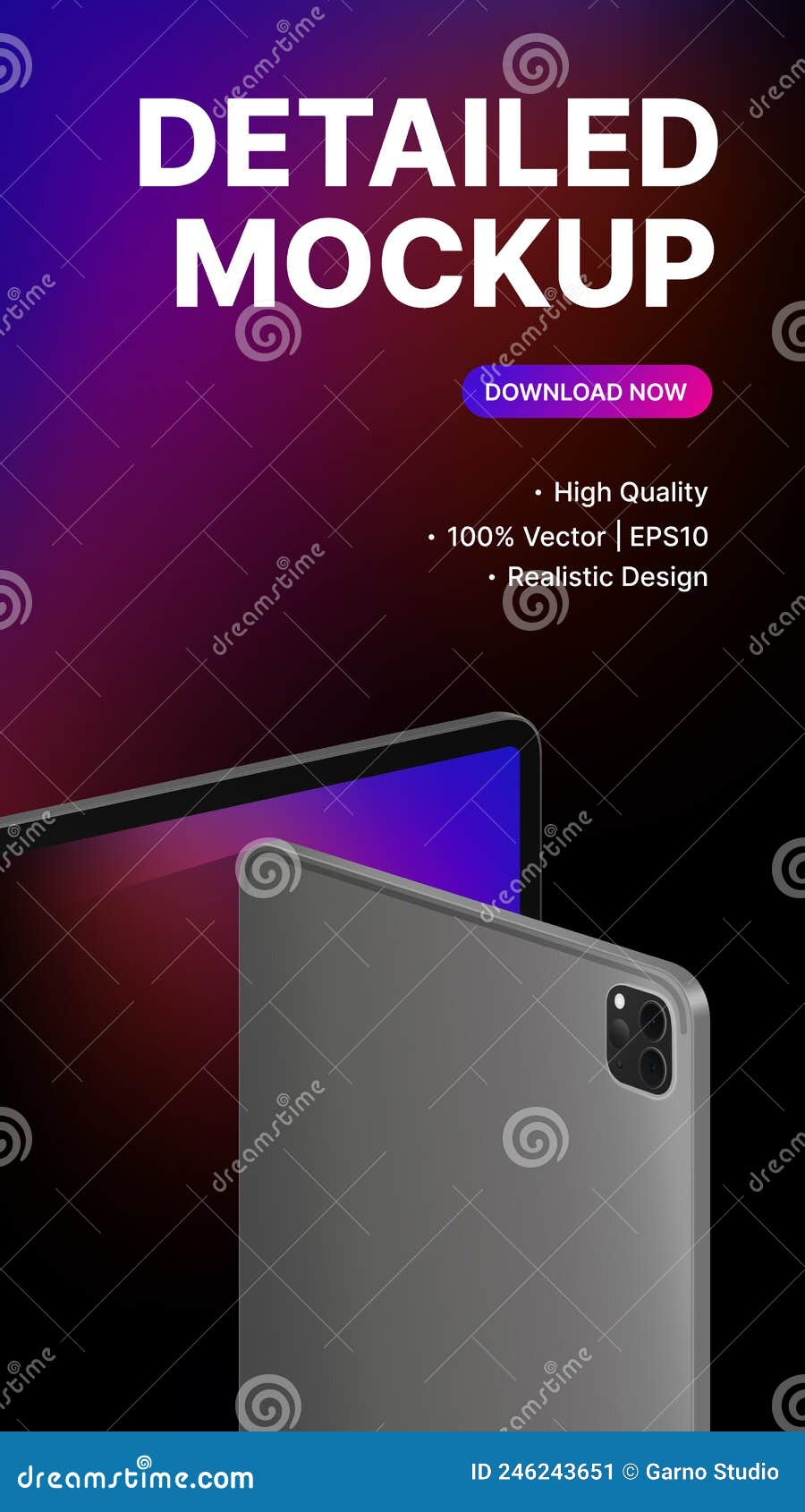 Vertical Banner for Tablets Presentation. Devices from Different Angles ...