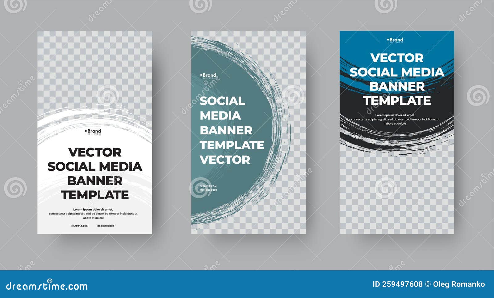 Vertical Banner Template for Stories with Semicircle Grunge Elements ...