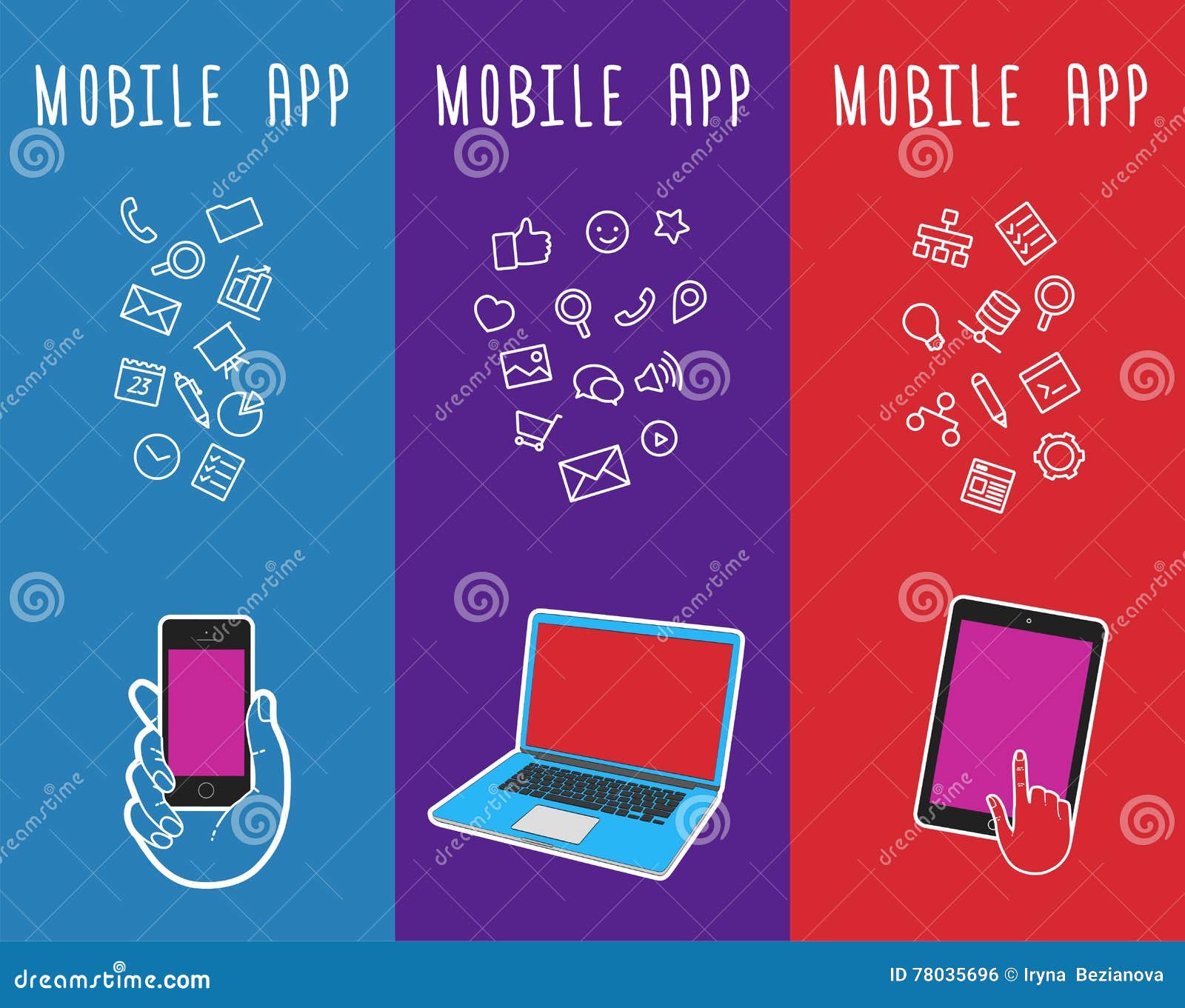 Vertical Banner with Touch Screen Stock Illustration - Illustration of ...