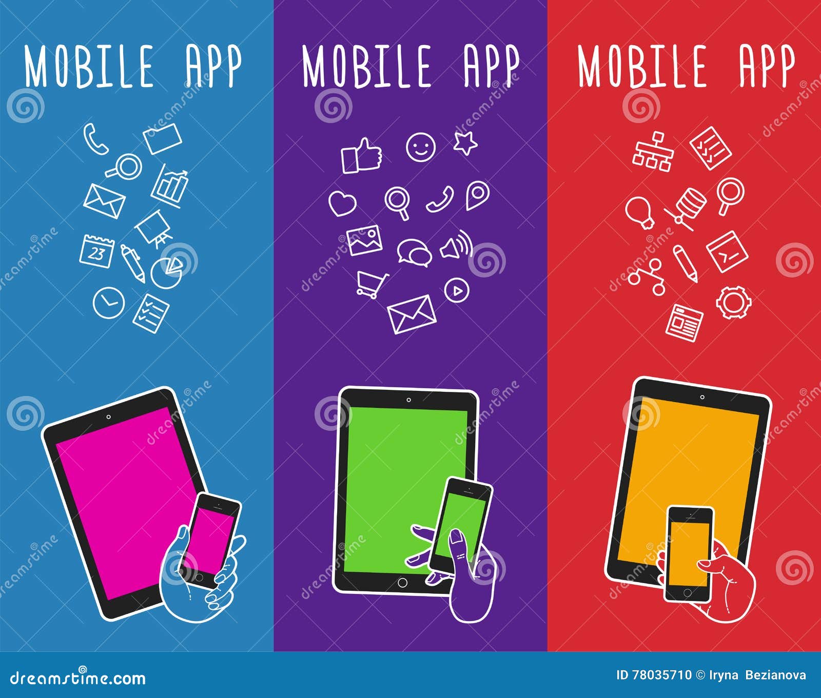 Vertical Banner with Touch Screen Stock Illustration - Illustration of ...