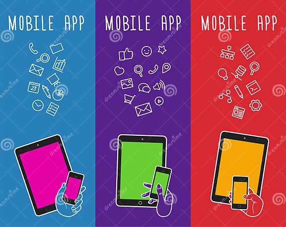 Vertical Banner with Touch Screen Stock Illustration - Illustration of ...