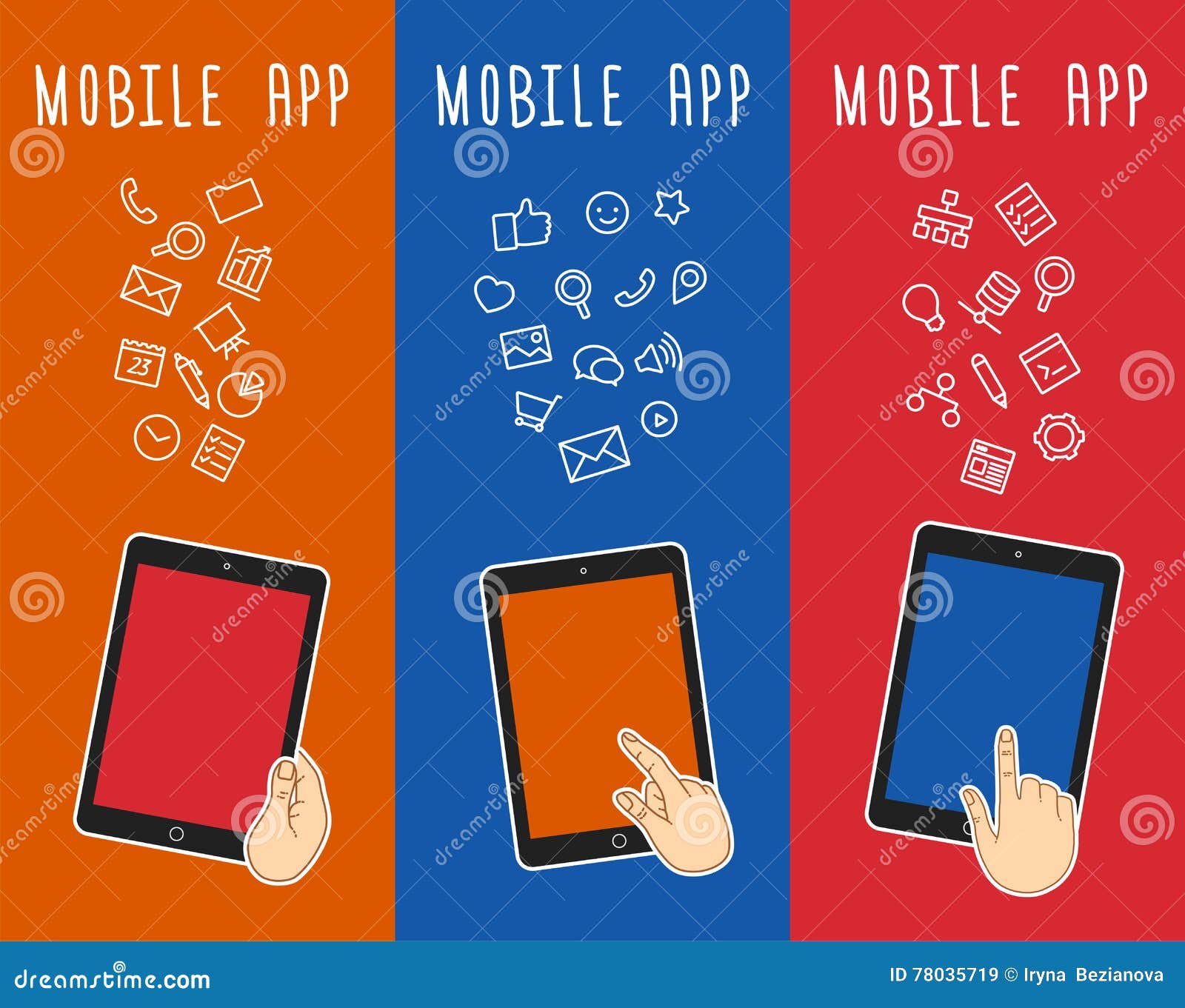 Vertical Banner with Touch Screen Stock Illustration - Illustration of ...