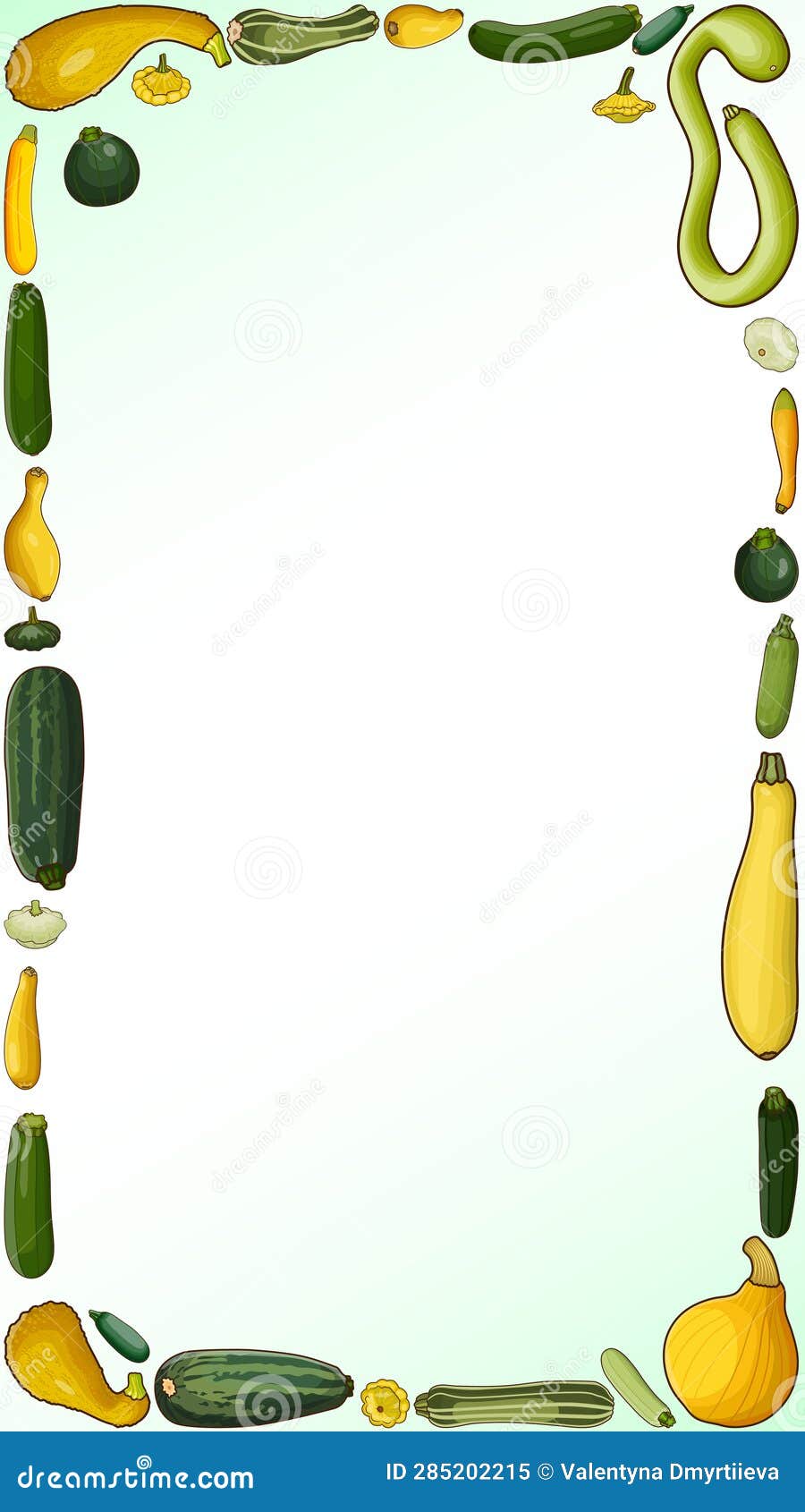 Vertical Banner With Types Of Summer Squash. Art Cartoon Vector ...